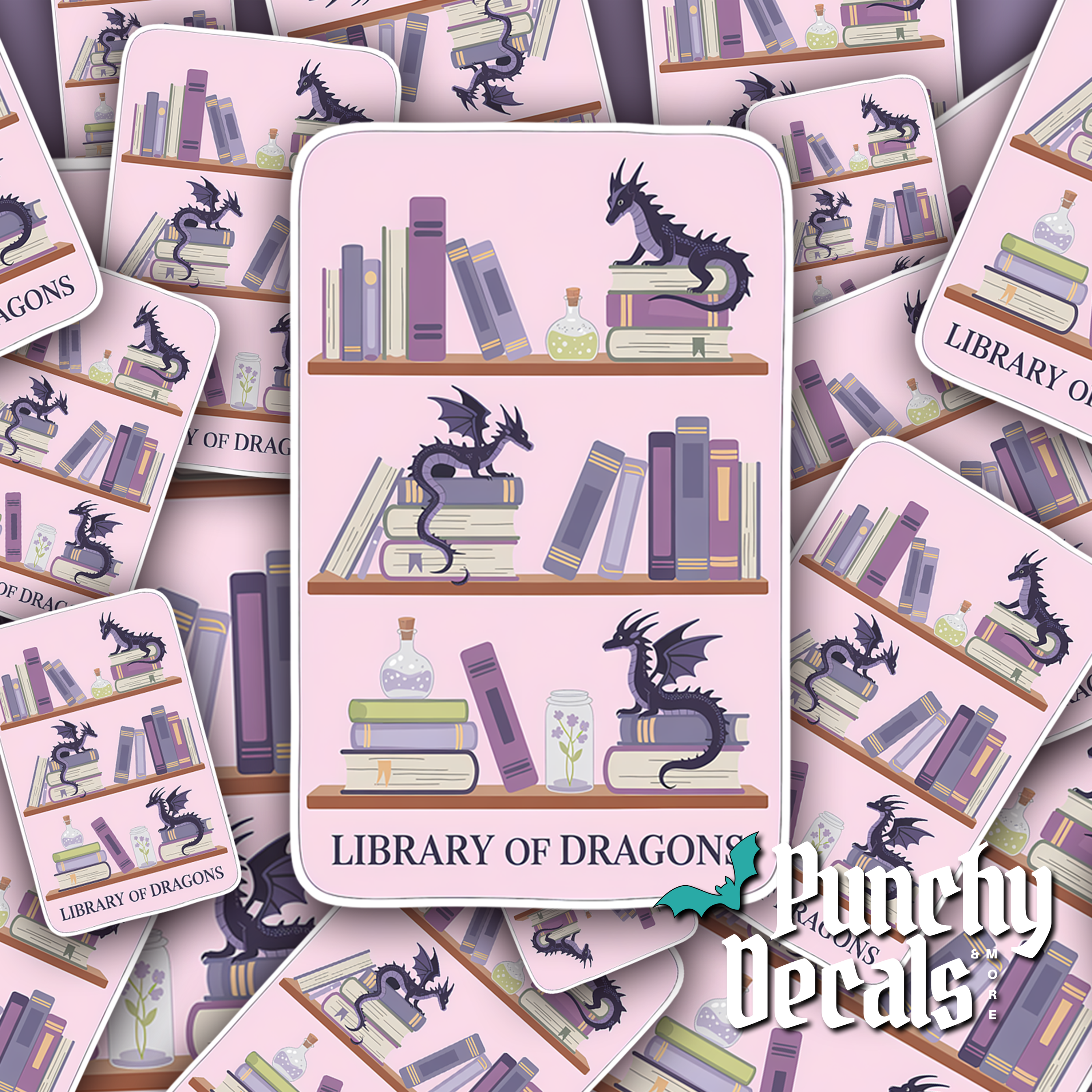 Library of Dragons Bookshelf Sticker – Punchy Decals